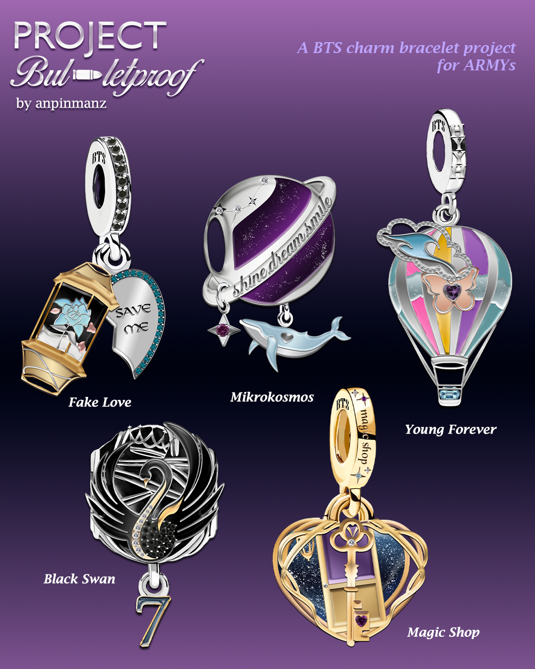 PREORDER: Project Bulletproof CHARMS ONLY set – anpinmanz